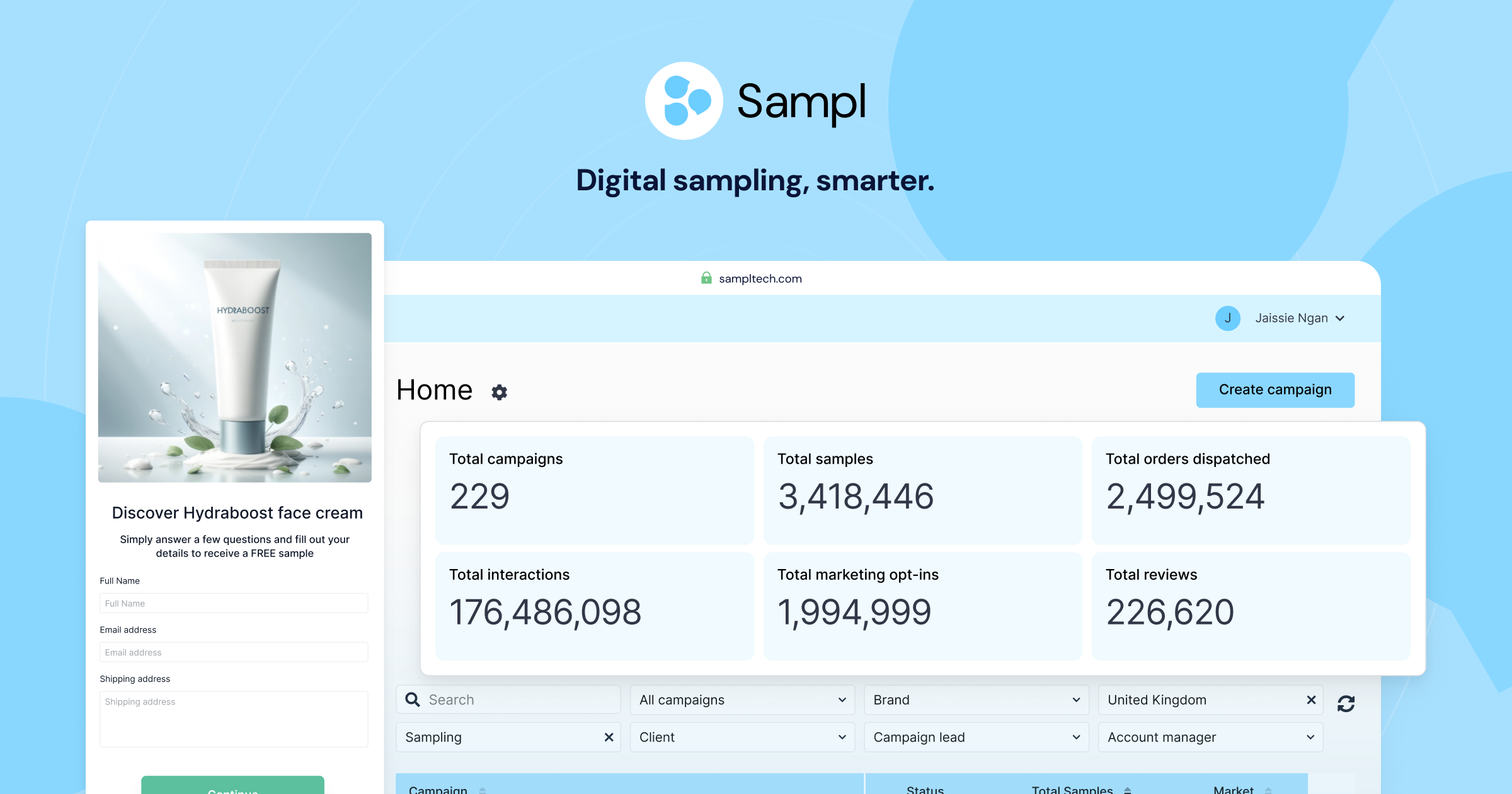 Sampl | Targeted product sampling platform for high growth brands